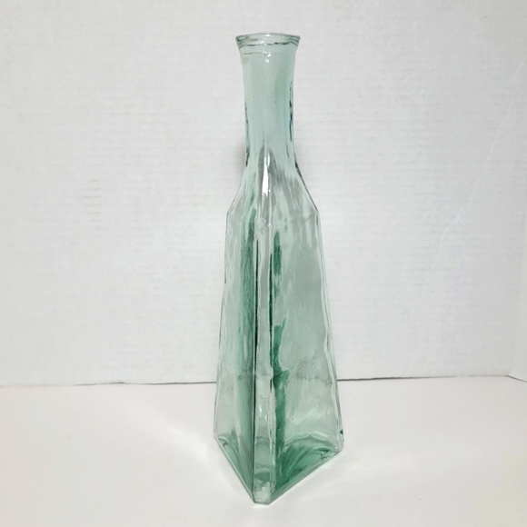 Dining | Tall Triangular Light Green Vintage Glass Bottle Decanter Vase ...